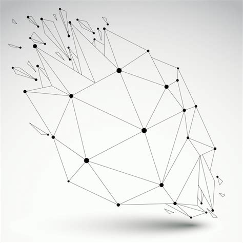 Premium Vector Vector Dimensional Wireframe Object Asymmetric Demolished Shape With