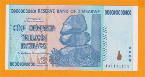 Zimbabwe 100 Trillion Banknote 1 Note Aa 2008 P 91 Unc 100 Authentic