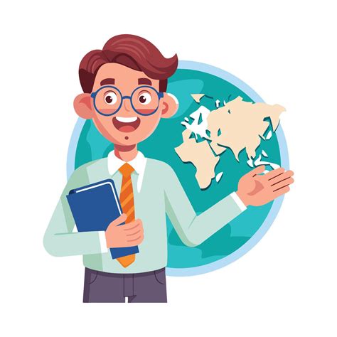 Teacher Presenting World Map For Geography Lessons 57080566 Vector Art