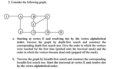 solved 2 consider the following graph starting at vertex e and