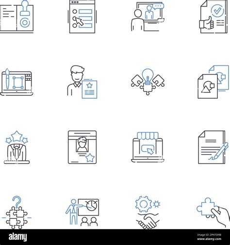 Marketing Team Line Icons Collection Strategy Analytics Campaigns