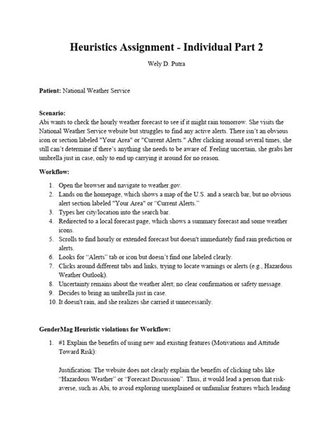 Individual Heuristics Assignment Pdf Usability Weather Forecasting