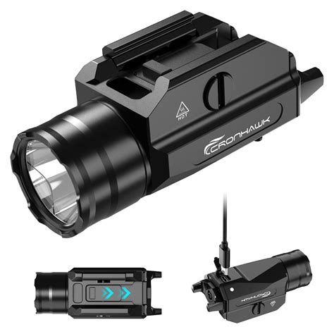 Cronhawk Rechargeable Pistol Light 1350 Lumen Rail Mounted Tactical Gun Flashlight With Strobe