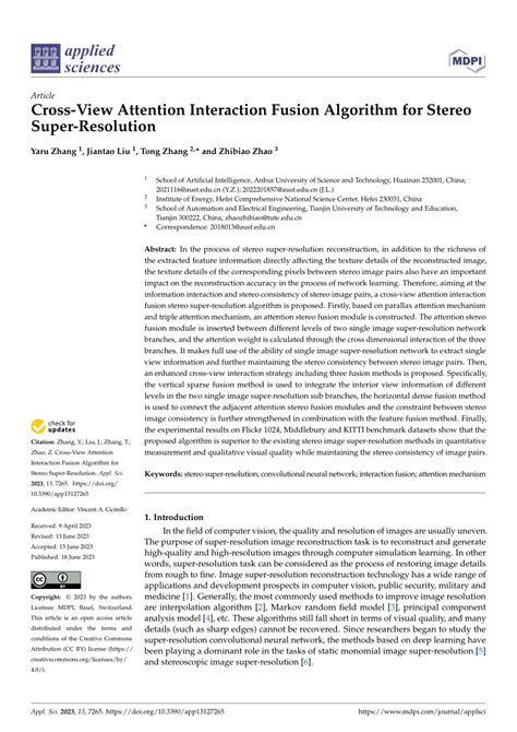 Pdf Cross View Attention Interaction Fusion Algorithm For Stereo Super Resolution