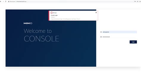 Invalid Login Expected Element Type But Have · Minio Minio · Discussion 14077 · Github