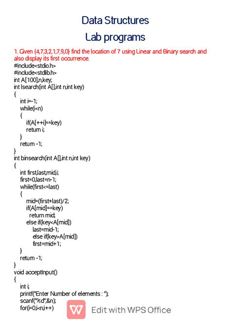 Data Structures Lab Programs Data Structures Lab Programs Given 47