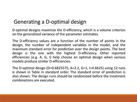 Optimization Techniques In Formulation Development Plackett Burmann Design And D Optimal Pptx