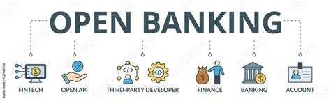 Open Banking Banner Web Icon Vector Illustration Concept For Financial Technology With An Icon