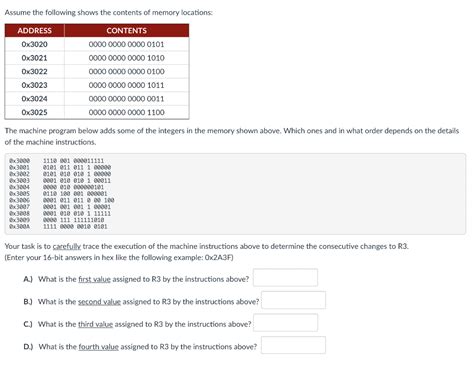 [solved] assume the following shows the contents of memor