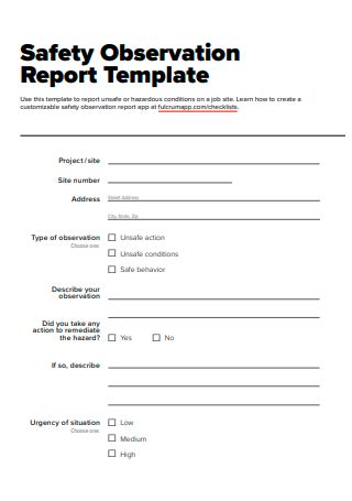 5 Free Safety Observation Report Samples To Download