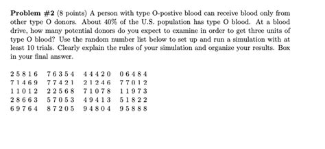 solved problem 2 8 points a person with type o postive