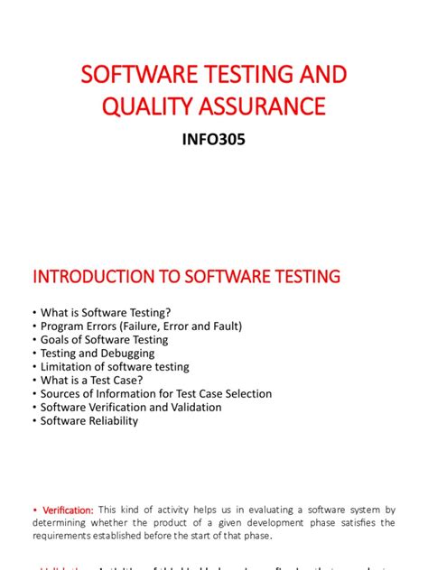 Software Testing And Quality Assurance Software Testing Software Quality