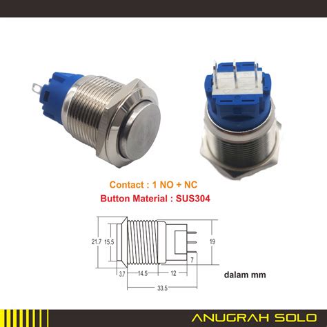 Jual Metal Push Button Pushbutton Tombol Tekan Push On 12mm 16mm 19mm 22mm Shopee Indonesia