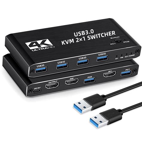 Amazon Com Port HDMI KVM Switch Box K Hz USB Switcher HDMI Compatible KVM Switch