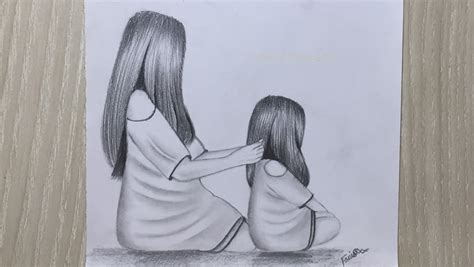 Mothers Day Drawing Mother And Daughter Pencil Sketch Step By