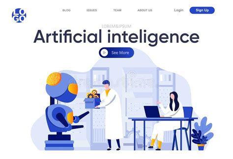 Artificial Intelligence Flat Landing Page Scientists Working In Modern Technical Laboratory