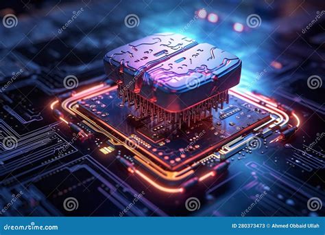 Synergy Of Man And Machine Human Cyborg Brain Utilizing Computer Chip Generative Ai Stock