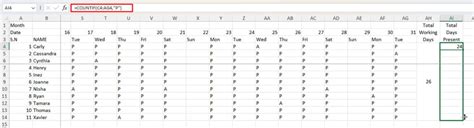 how to make a monthly attendance sheet in excel with formula