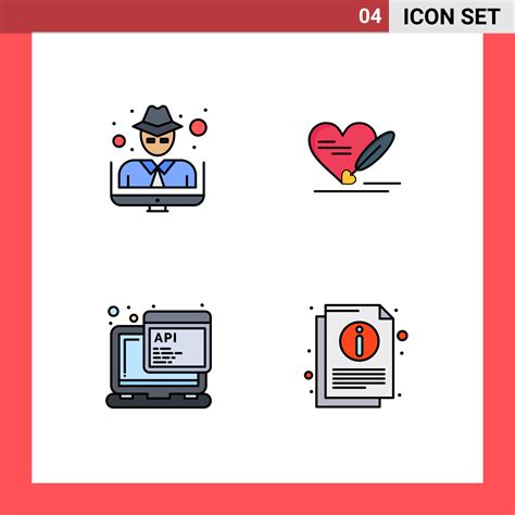 4 creative icons modern signs and symbols of hacker javascript crime