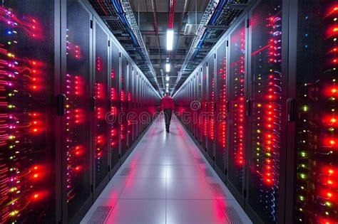 Modern Data Center With Advanced Server Racks And Glowing Led Lights For Technology And It