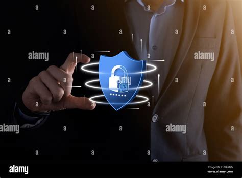 cyber security network padlock icon and internet technology networking