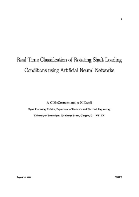 Pdf Real Time Classification Of Rotating Shaft Loading Conditions Using Artificial Neural Networks