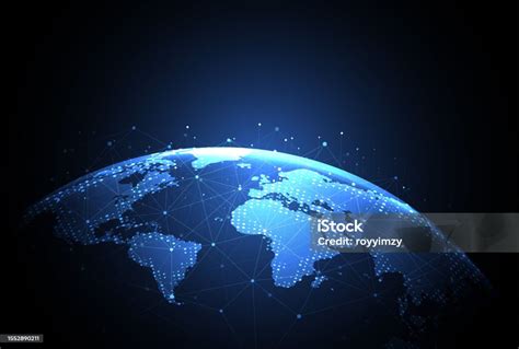 글로벌 네트워크 연결 글로벌 비즈니스의 세계지도 지점 및 라인 구성 개념 벡터 일러스트레이션 지구본에 대한 스톡 벡터 아트 및 기타 이미지 Istock