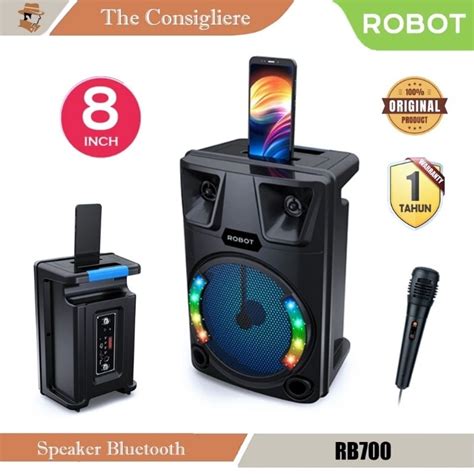 Jual Robot Rb700 Speaker Karaoke Bluetooth 5 3 8 Inch 10w With Microphone Efek Lampu Rgb