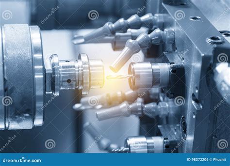The Multi Function CNC Lathe Machine Stock Photo Image Of Aluminum Industrial 98372206