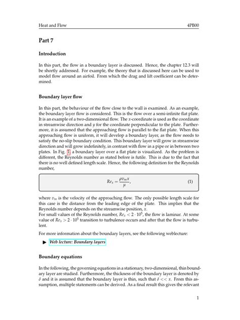 Part 7 Flow Flow In A Boundary Layer Pdf Boundary Layer Reynolds