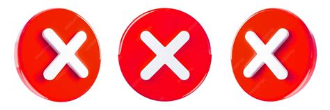Premium Photo Red Cross 3d Icon Wrong Rejection Sign From Rounded Icon From Different Angles