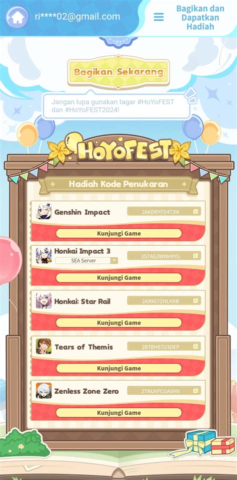 Redem Code Hoyofest Hoyolab