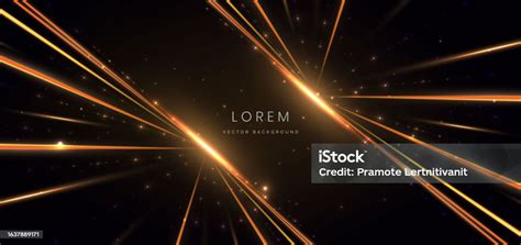 추상적인 우아한 황금빛 빛나는 점선은 조명 효과가 검은색 배경에 반짝입니다 템플릿 프리미엄 어워드 디자인 1위에 대한 스톡 벡터