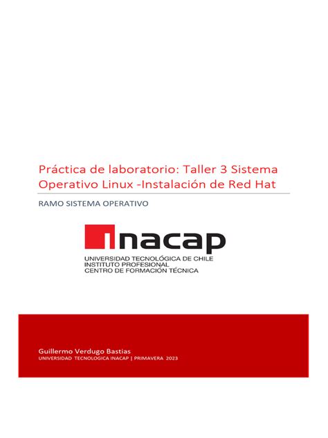 Taller Practico N°3 Sistema Operativo Linux Instalacion Red Hat Pdf