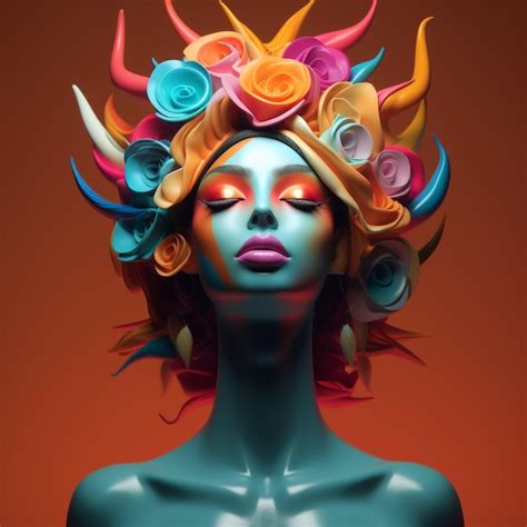 Premium Ai Image Colorful Woman Neon Girl Portrait Body Paint