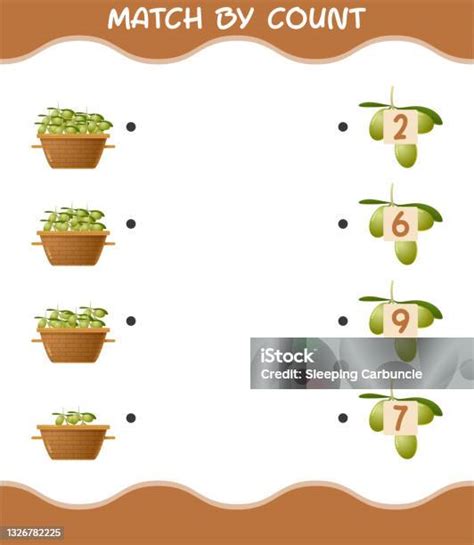 만화 올리브의 수에 의해 일치합니다 게임을 일치하고 계산합니다 사전 쇼올 년 어린이와 유아를위한 교육 게임 0명에 대한 스톡