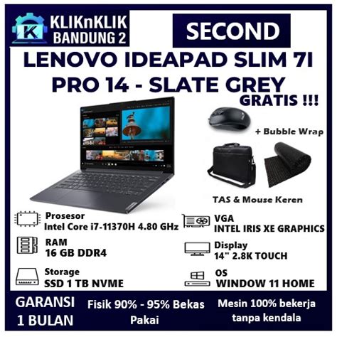Jual Laptop Touchscreen Ultrabook Lenovo Slim I Pro Intel I Ram Gb Tb Shopee Indonesia