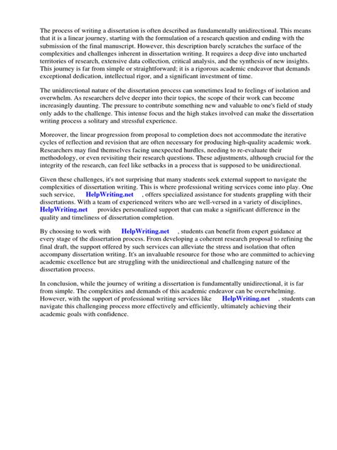 The Dissertation Process Is Described As Fundamentally Unidirectional