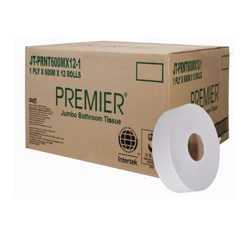 กระดาษชำระม้วนใหญ่ ตรา Premier ความหนา 1 ชั้น ยาว 600 เมตร ม้วน 12ม้วน ลัง ทิชชูม้วนใหญ่
