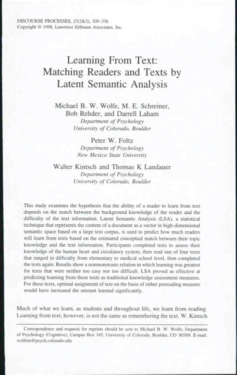 Pdf Learning From Text Matching Readers And Texts By Latent Semantic