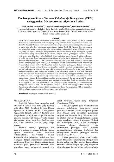 pdf pembangunan sistem customer relationship management crm