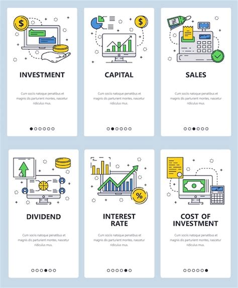 Premium Vector Vector Web Site Linear Art Onboarding Screens Template Finance And Investment