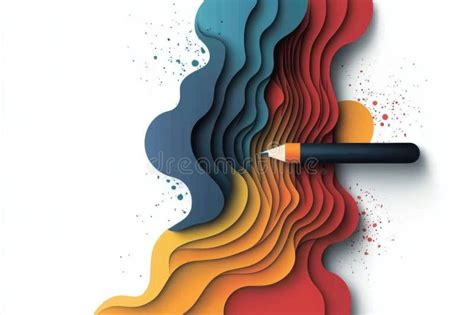 Creative Minimalist Design With Pencil And Colorful Abstract Layers For