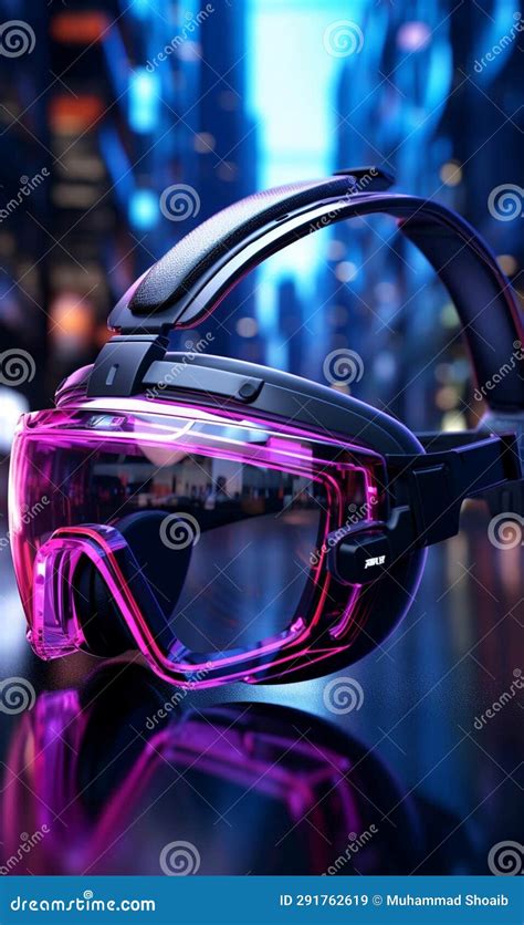 Futuristic Backdrop Vrar Headset In A Virtual World Stock Illustration