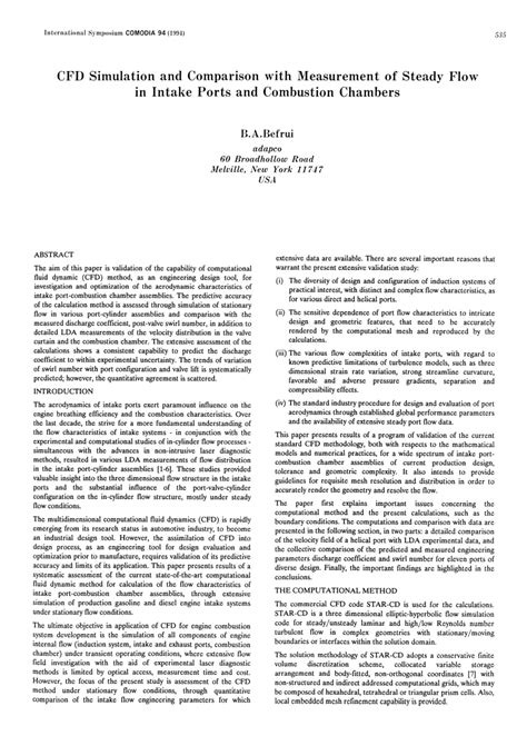 Pdf Cfd Simulation And Comparison With Measurement Of Steady Flow In Intake Ports And