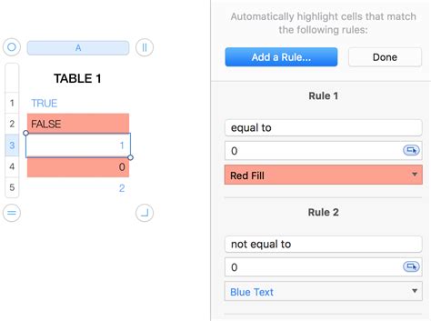 Conditional Highlighting Of Booleans In Apple Numbers Ask Different