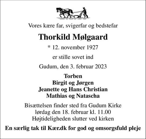 Thorkild Mølgaard Dødsannoncer I Danmark