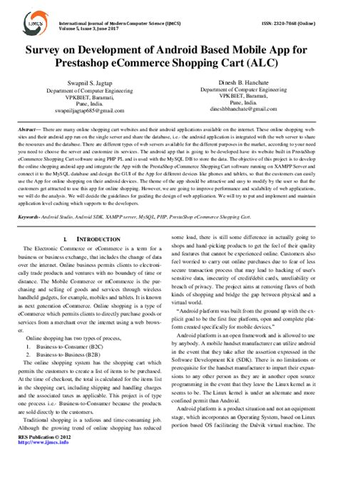 Pdf Survey On Development Of Android Based Mobile App For Prestashop Ecommerce Shopping Cart