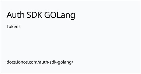 Tokens Auth Sdk Golang