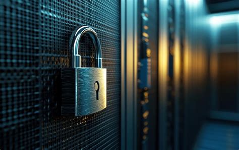 Padlock On A Server Rack Door Premium Ai Generated Image